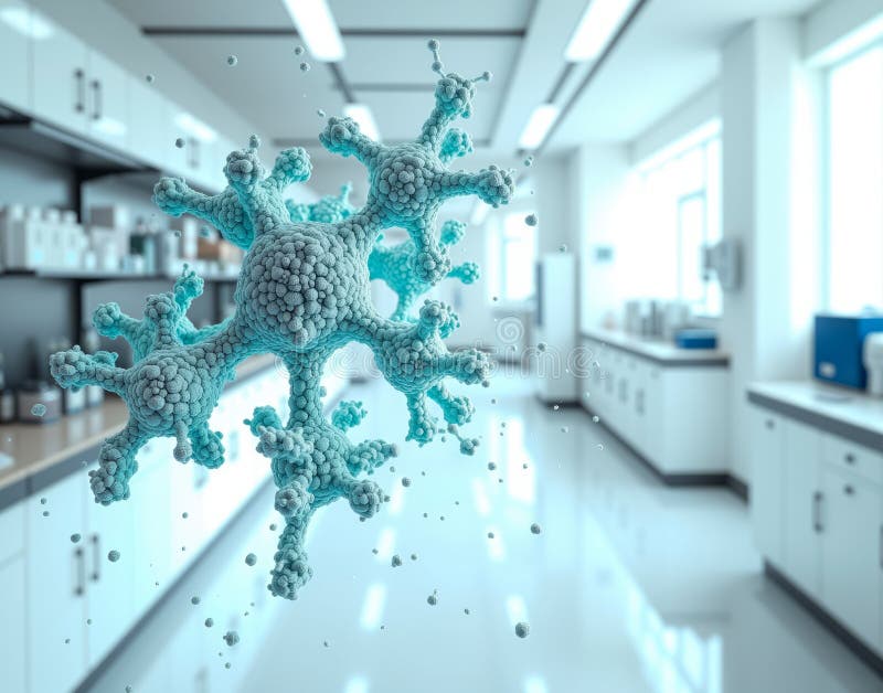 A Photorealistic 3D Molecular Network Floating in a Sterile Laboratory ...