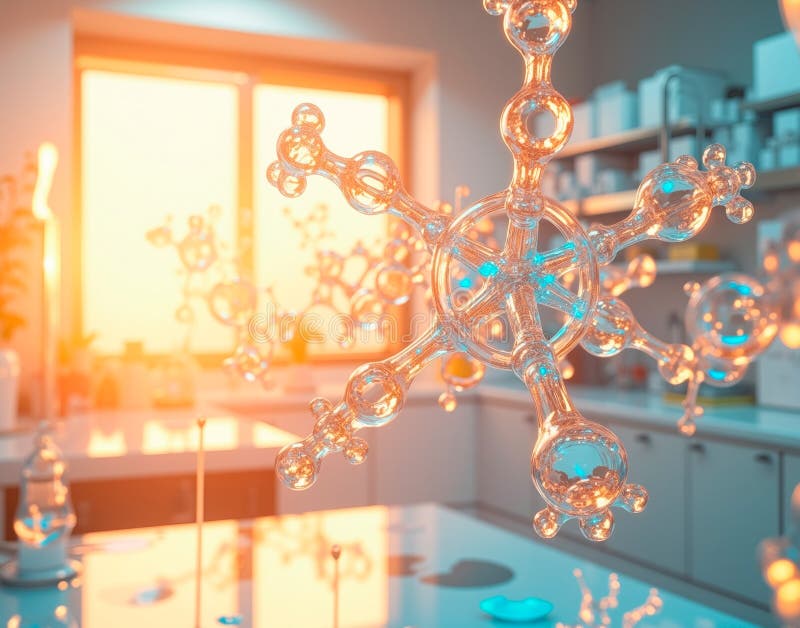 A Photorealistic 3D Molecular Network Floating in a Sterile Laboratory ...