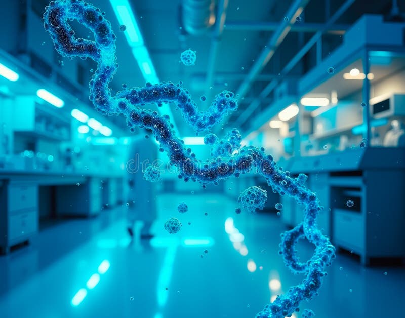 A Photorealistic 3D Molecular Network Floating in a Sterile Laboratory ...