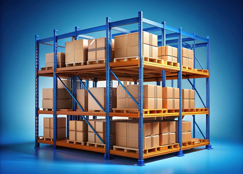 Efficient Warehouse Storage Rack System 3D Render Featuring Pallet ...