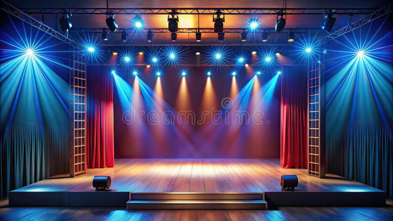 Photorealistic 3D Rendering of an Empty Stage with Dramatic Spotlight ...