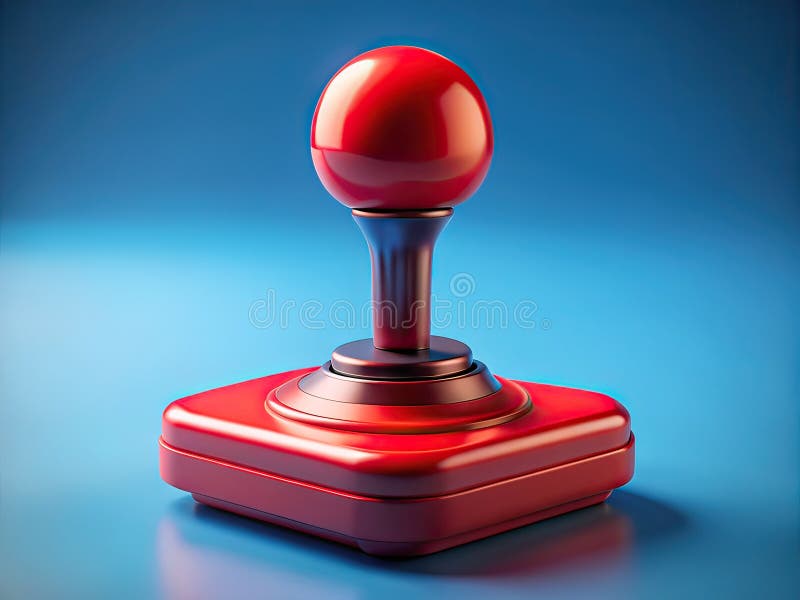 Photorealistic 3D Rendering of a Red Joystick Mastering Composition ...