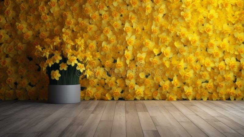Photorealistic Daffodil Wall Backdrop Stock Illustration - Illustration ...