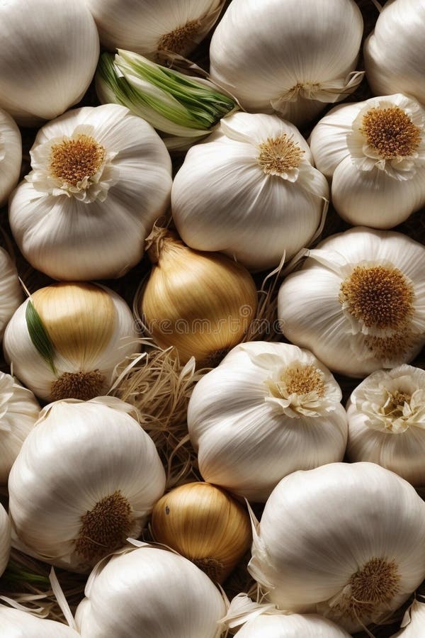 Photorealistic Detailed Seamless Pattern of Garlic Stock Illustration ...