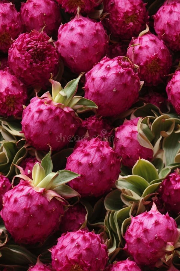 Photorealistic Detailed Seamless Patterns of Dragon Fruit Stock Photo ...