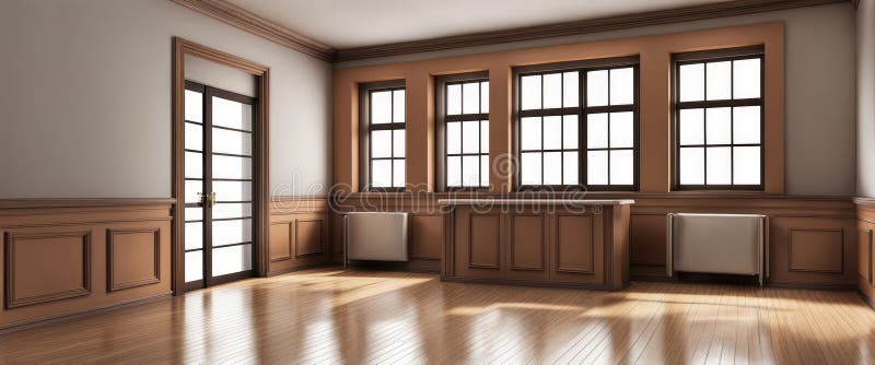Photorealistic Empty Room Horizontal Anamorphic Display for Background ...
