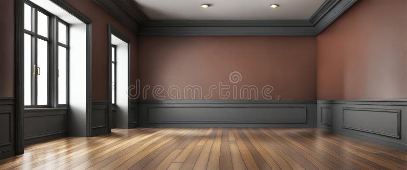Photorealistic Empty Room Horizontal Anamorphic Display for Background ...