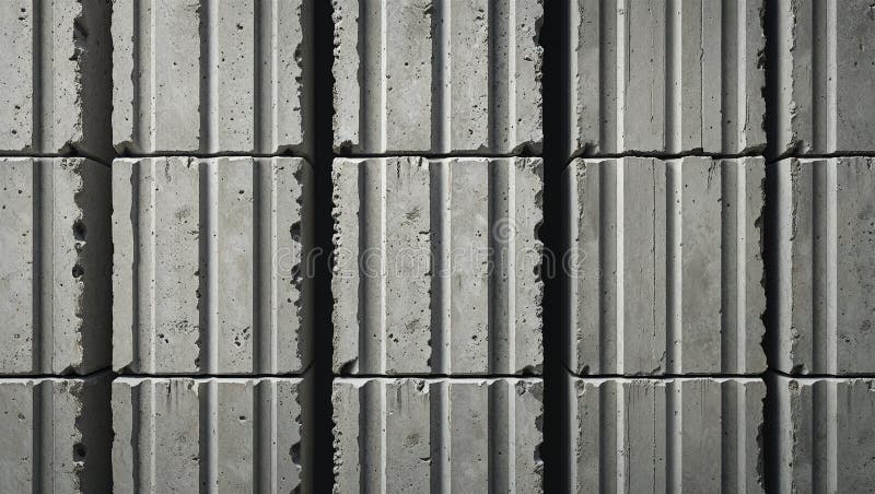 Photorealistic Flat View of Raw Concrete Blocks with Vertical Ridges ...