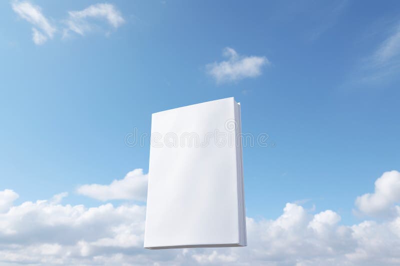 Photorealistic Graphics, White Book Cover Floats in the Clouds in the ...