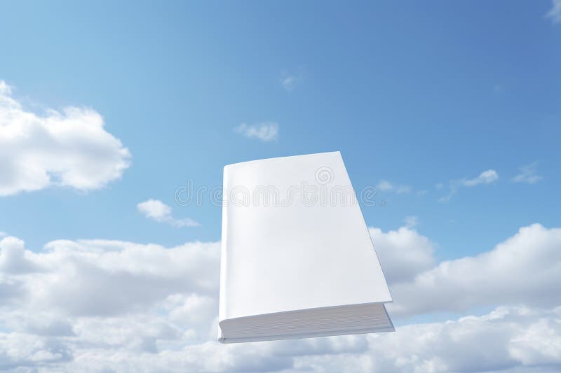 Photorealistic Graphics, White Book Cover Floats in the Clouds in the ...