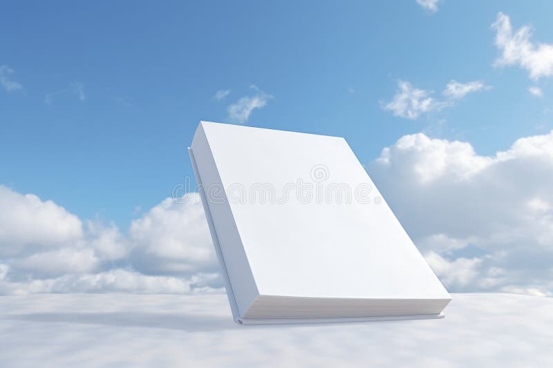 Photorealistic Graphics, White Book Cover Floats in the Clouds in the ...