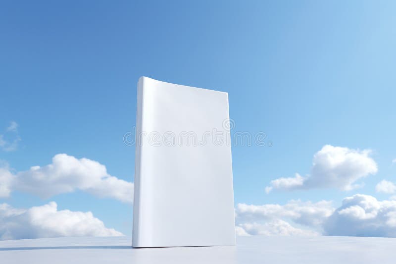 Photorealistic Graphics, White Book Cover Floats in the Clouds in the ...