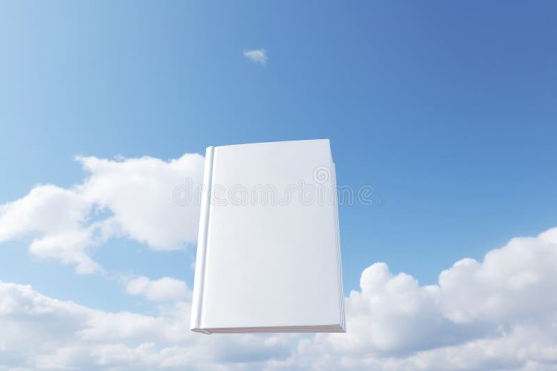 Photorealistic Graphics, White Book Cover Floats in the Clouds in the ...