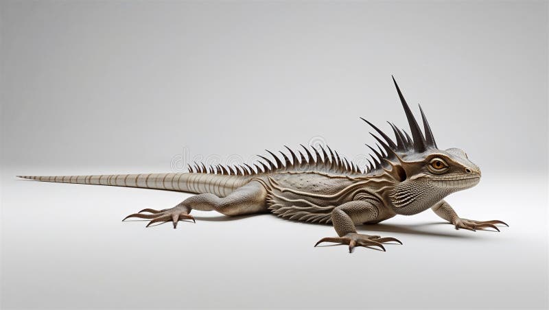 Photorealistic Horned Lizard Lying Flat with Spiked Tail and Back ...