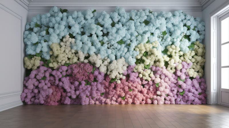 Photorealistic Hydrangea Wall Backdrop Stock Illustration ...