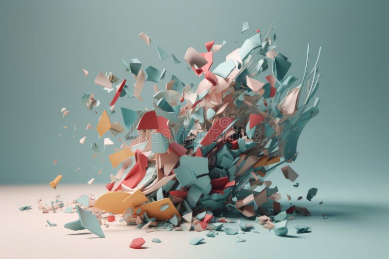 Photorealistic Illustration of Deconstructed and Fragmented Shapes in ...