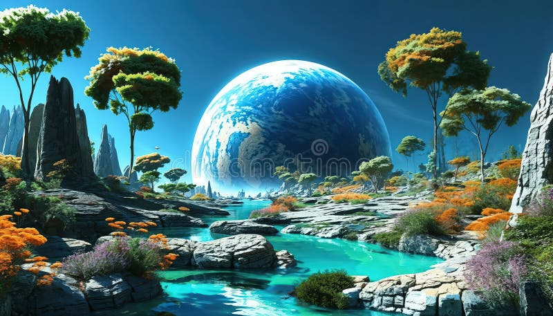 Photorealistic Illustration of Planetary Ecosystem Diversity Stock ...