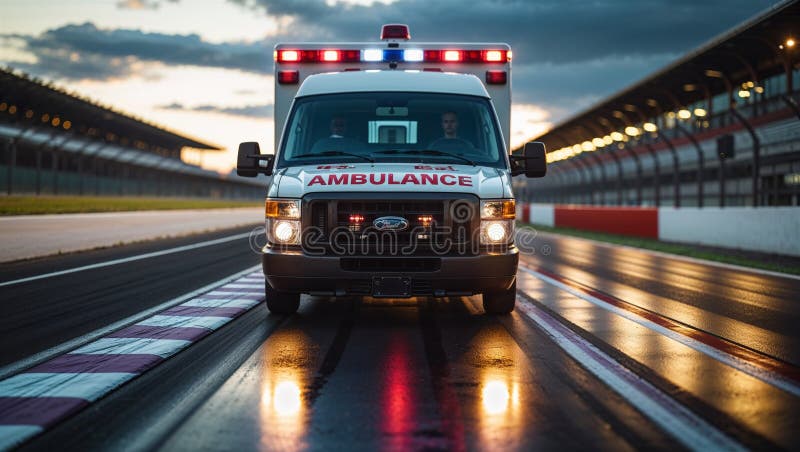 Photorealistic Image of a Ambulance on a Racetrack Stock Illustration ...