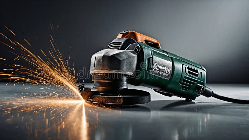 Photorealistic Image of a Angle Grinder on a Glossy White Surface Stock ...