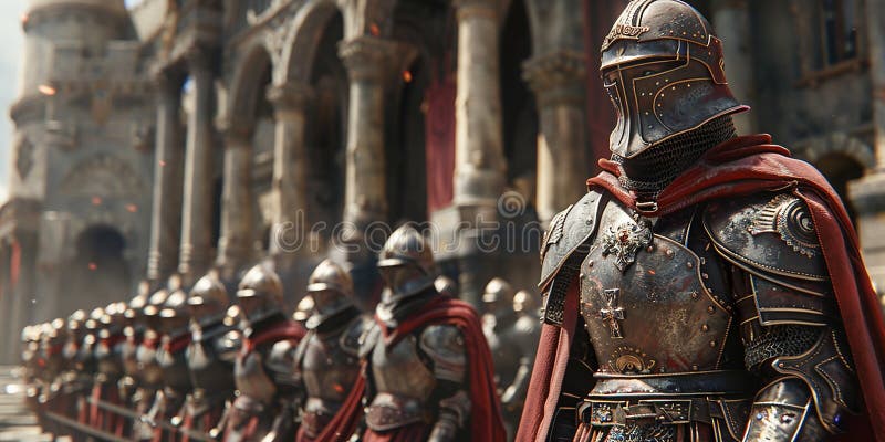 Photorealistic Image. Army of Medieval Knights. Stock Illustration ...