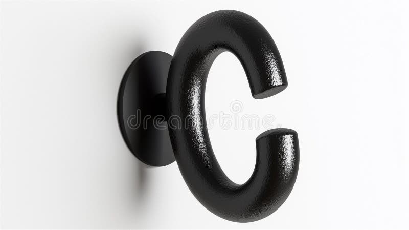 Photorealistic Image of a Black Metal Wall Hook with a Rounded Tip ...