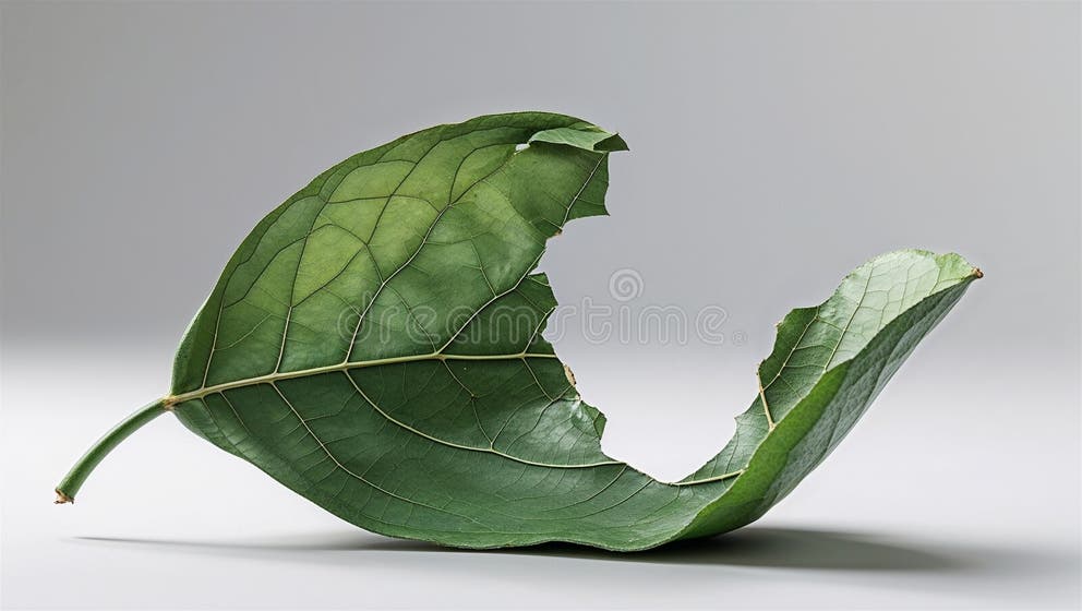 Photorealistic Image of a Broken Leaf Opened on a White Background ...