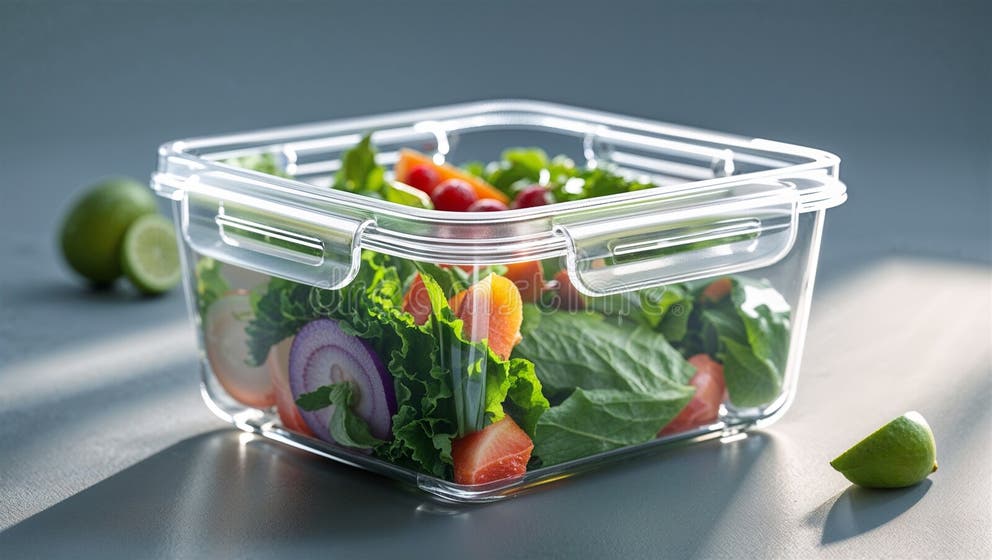 Photorealistic Image of a Clear Lunch Container Stock Illustration ...