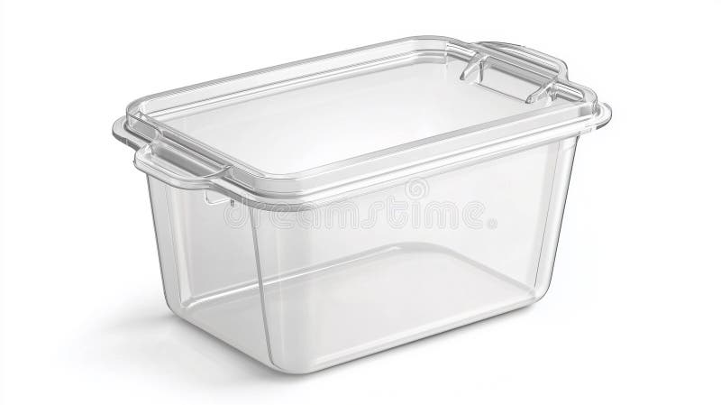 Clear Plastic Storage Container on a White Background. Stock Photo ...