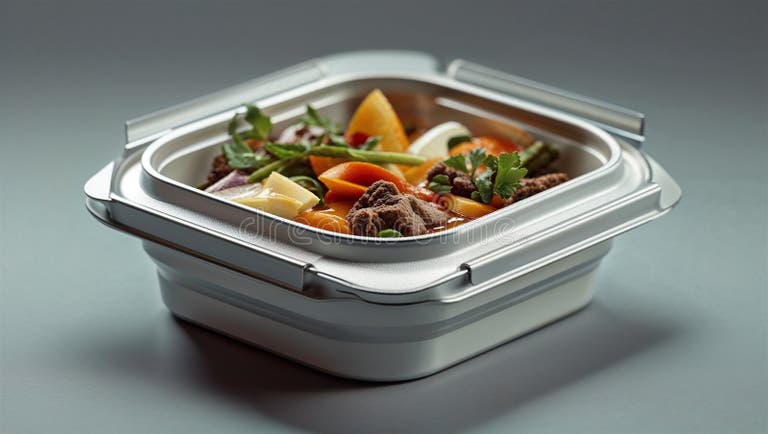 Photorealistic Image of a Collapsible Food Container Stock Illustration ...