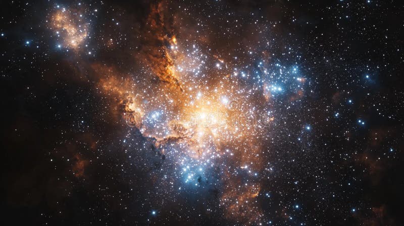 Photorealistic Image of a Dense Star Cluster with Stars of Various ...