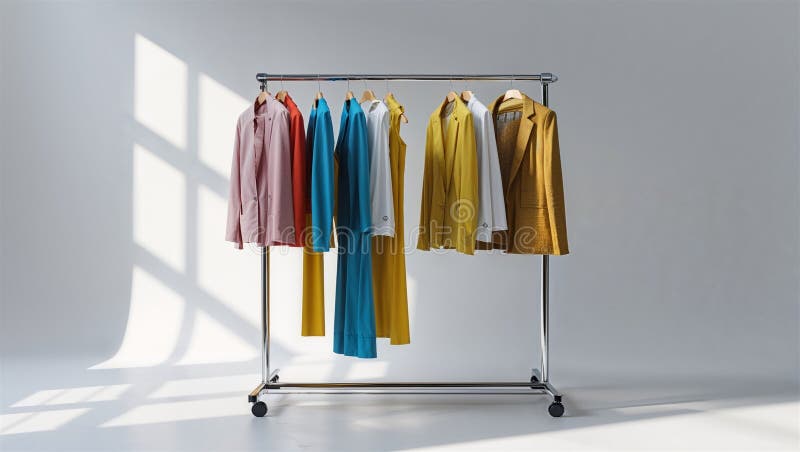 Photorealistic Image of a Digital Clothing Rack with Compact Form on a ...