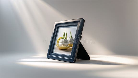 Photorealistic Image of a Digital Photo Frame with Cloud Sync in a Studio Setting Stock ...