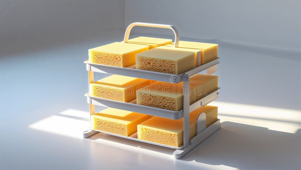 Photorealistic Image of a Digital Sponge Rack with Stackable Form on a ...