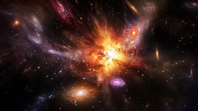 Photorealistic Image of a Distant Galaxy Cluster with Various Galaxies ...