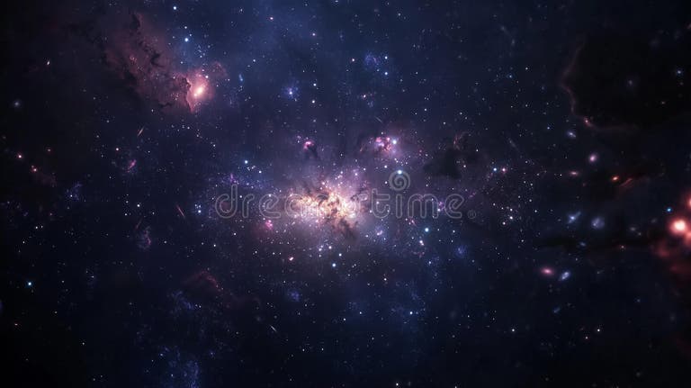Photorealistic Image of a Distant Galaxy Cluster with Various Galaxies ...