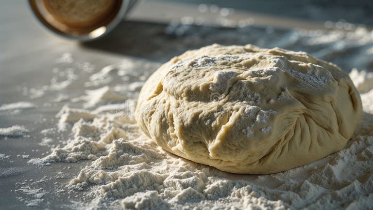 Photorealistic Image of a Dough on Floured Counter Stock Illustration ...