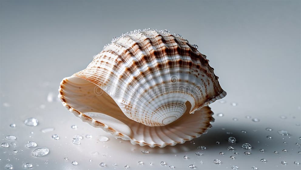 Photorealistic Image of a Dry Shell with Dew on a White Background ...
