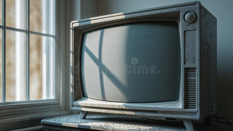 Photorealistic Image of a Dusty Tv Screen Near Window Stock ...