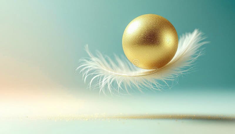 Golden Sphere on White Feather Soft Delicate Stock Illustration ...