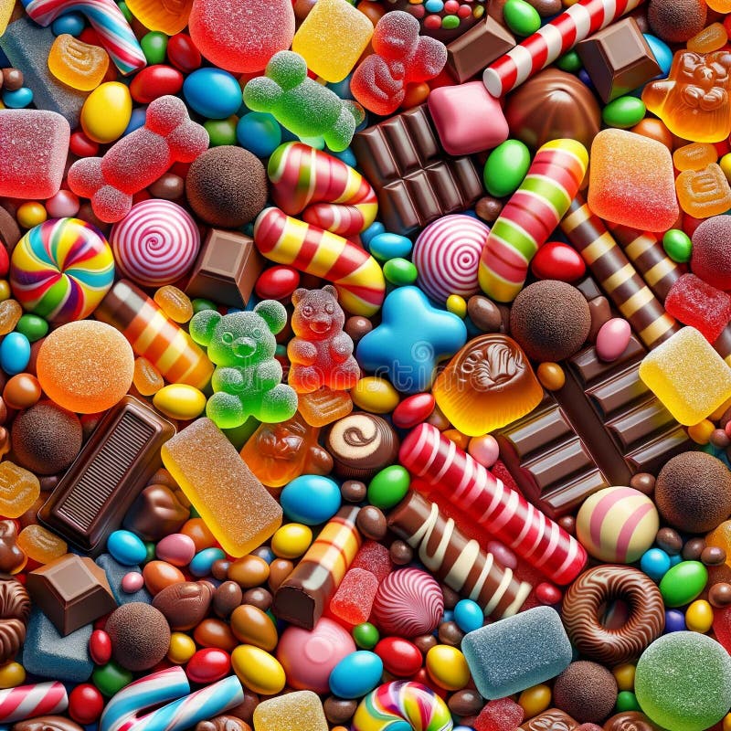 Colorful Assortment of Various Candies Stock Photo - Image of candy ...
