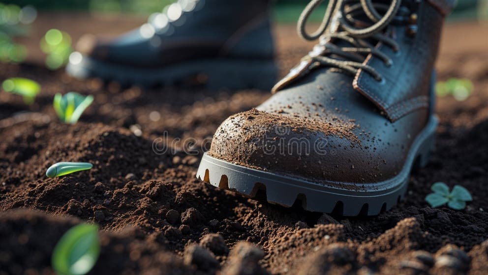 Photorealistic Image of a Garden Soil on Boot Tread Stock Illustration ...