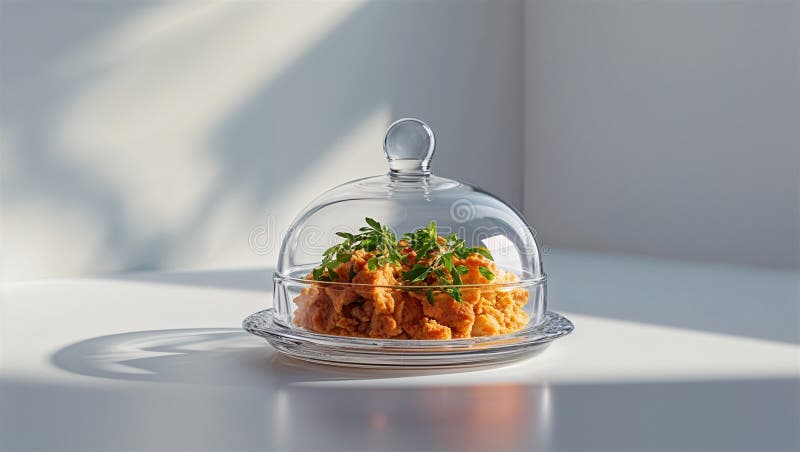 Photorealistic Image of a Glass Dome Dipping Dish in a Clean Isolated ...
