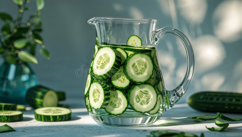 Photorealistic Image of a Glass Pitcher with Handle and Engraved ...