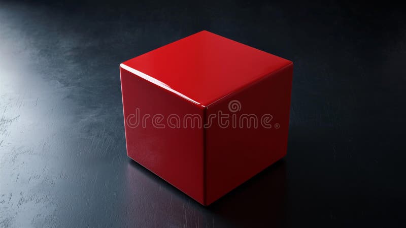 A Photorealistic Image of a Glossy Red Cube-shaped Box with a Smooth ...