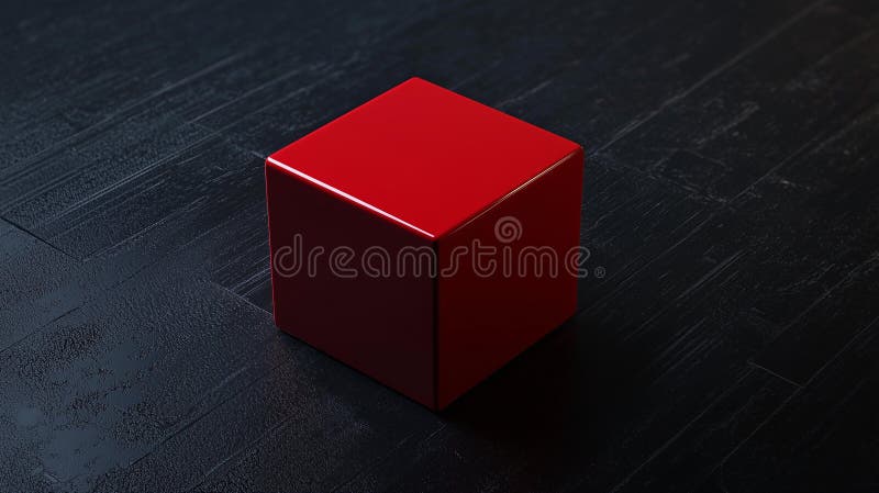 A Photorealistic Image of a Glossy Red Cube-shaped Box with a Smooth ...