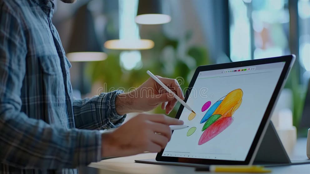 Photorealistic Image of a Graphic Designer Working on a Digital ...