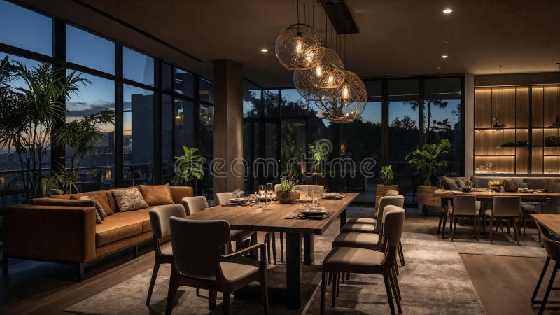 Photorealistic Image of a High-tech Dining Area Stock Photo - Image of ...