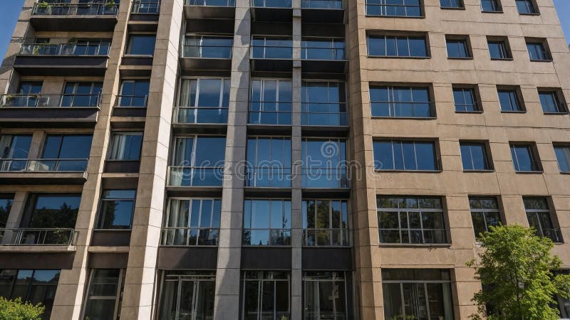 Photorealistic Image of a High-tech Urban Apartment Building Front ...