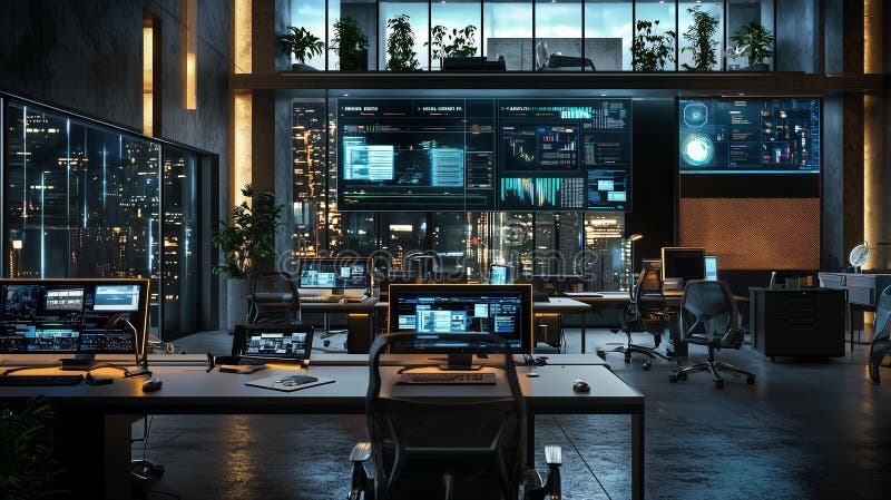Photorealistic Image of a High-tech Workspace with Virtual ...