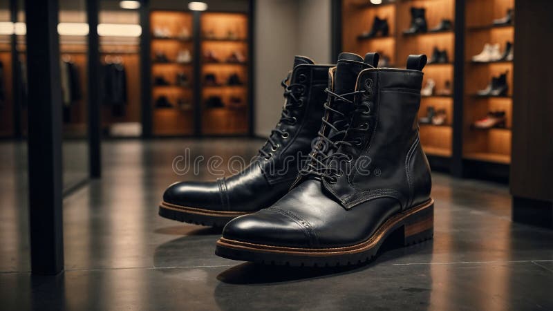 Photorealistic Image of a Leather Boots in a Changing Room Stock Image ...